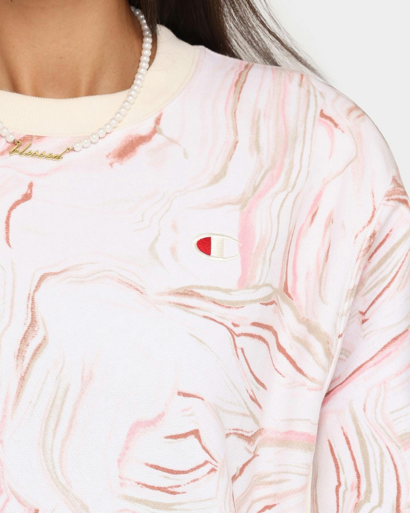 Champion Women's Reverse Weave Marble BF Crew Pebblestone | Culture Kings